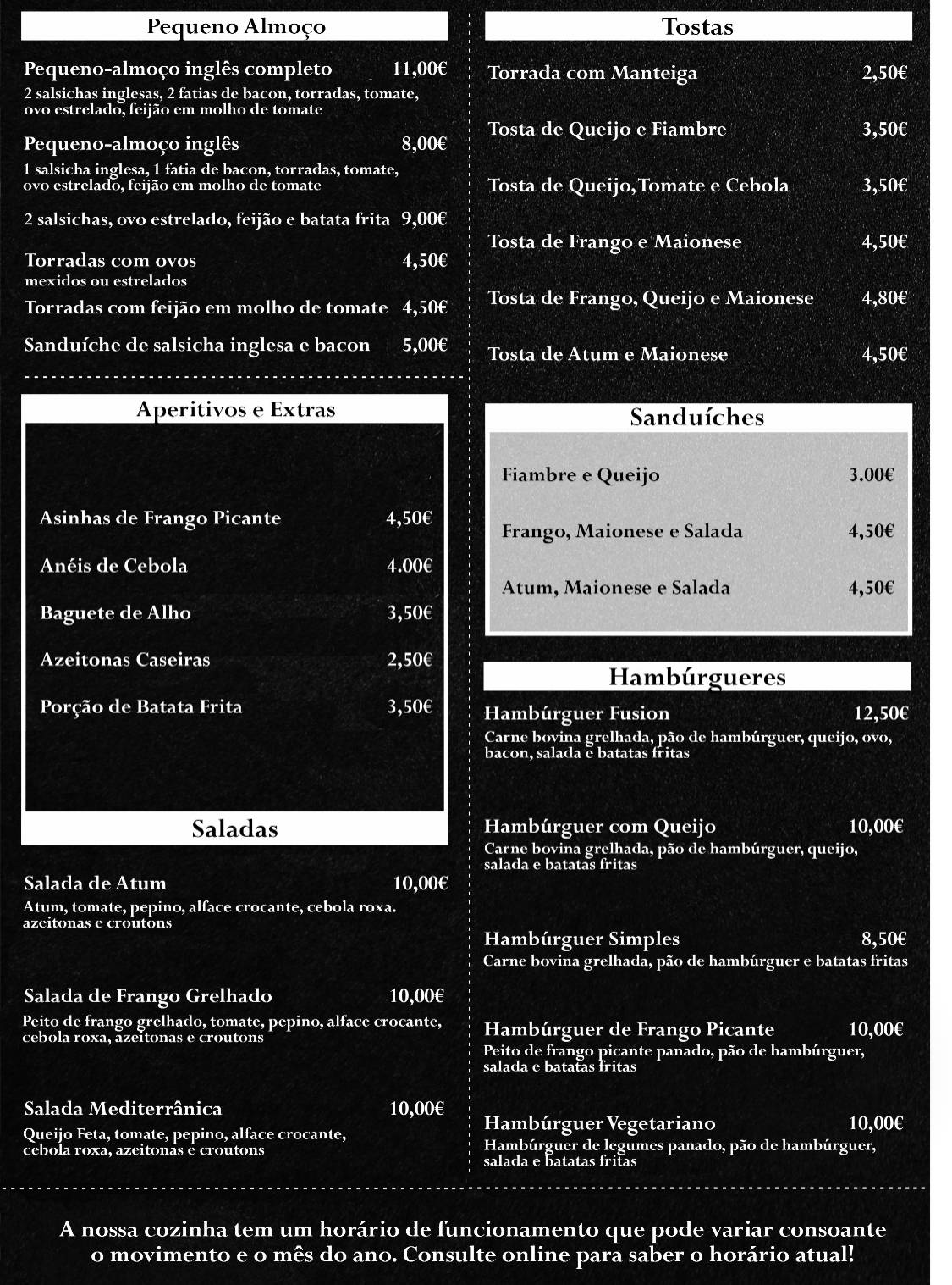 Menu at Planet Fusion Bar, Guia