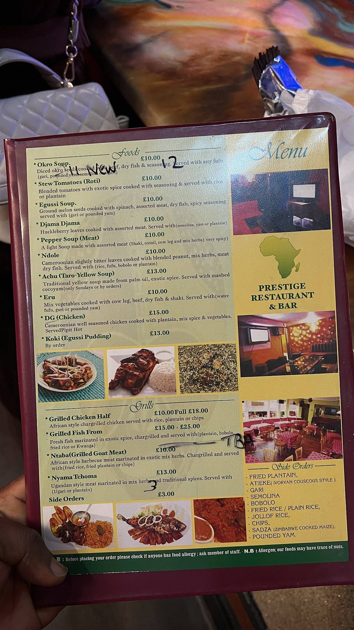 Menu at Prestige Restaurant & Bar Club, Birmingham