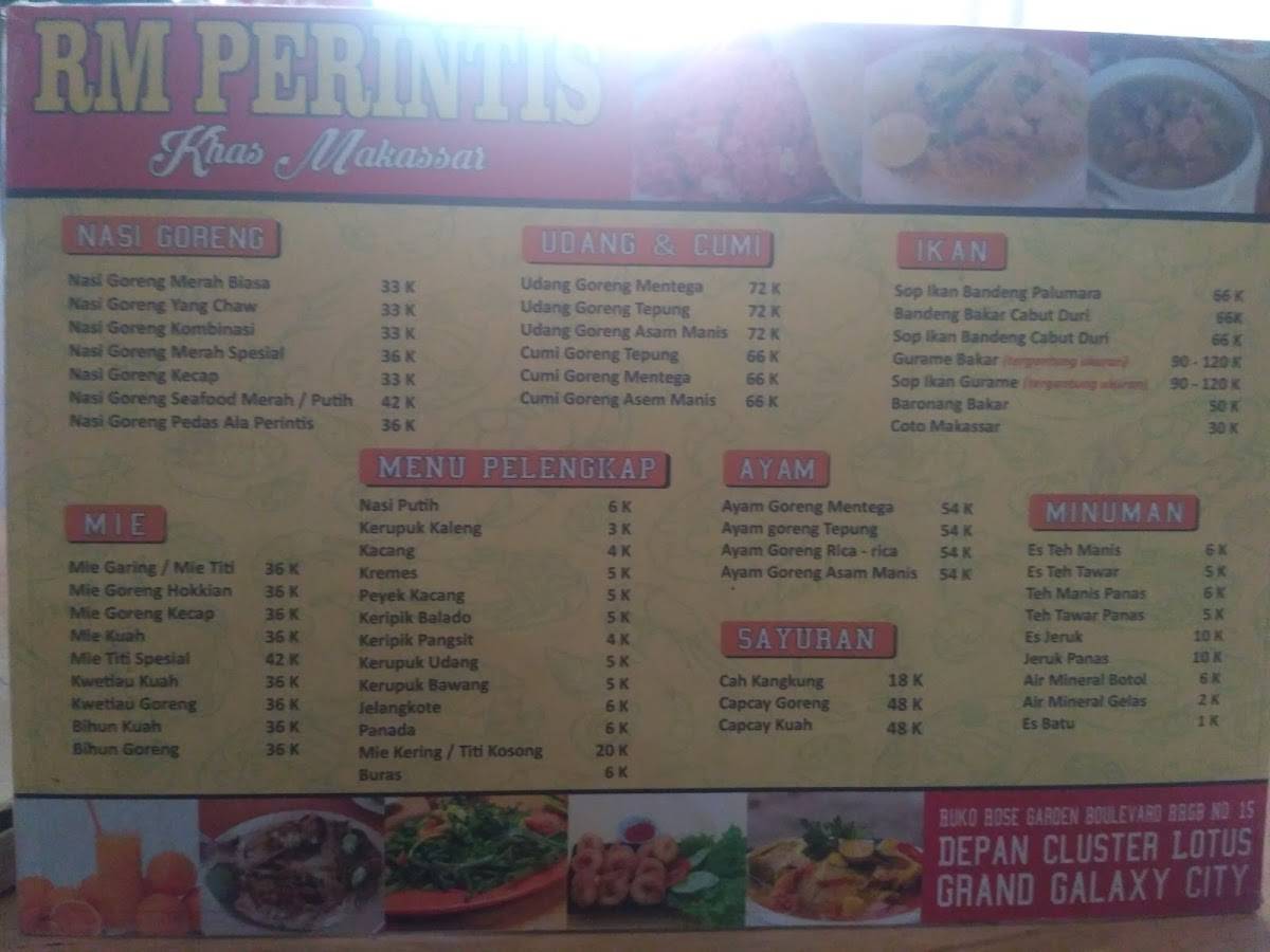 Menu at RM Perintis Khas Makassar-Galaxy Bekasi restaurant, Bekasi Regency