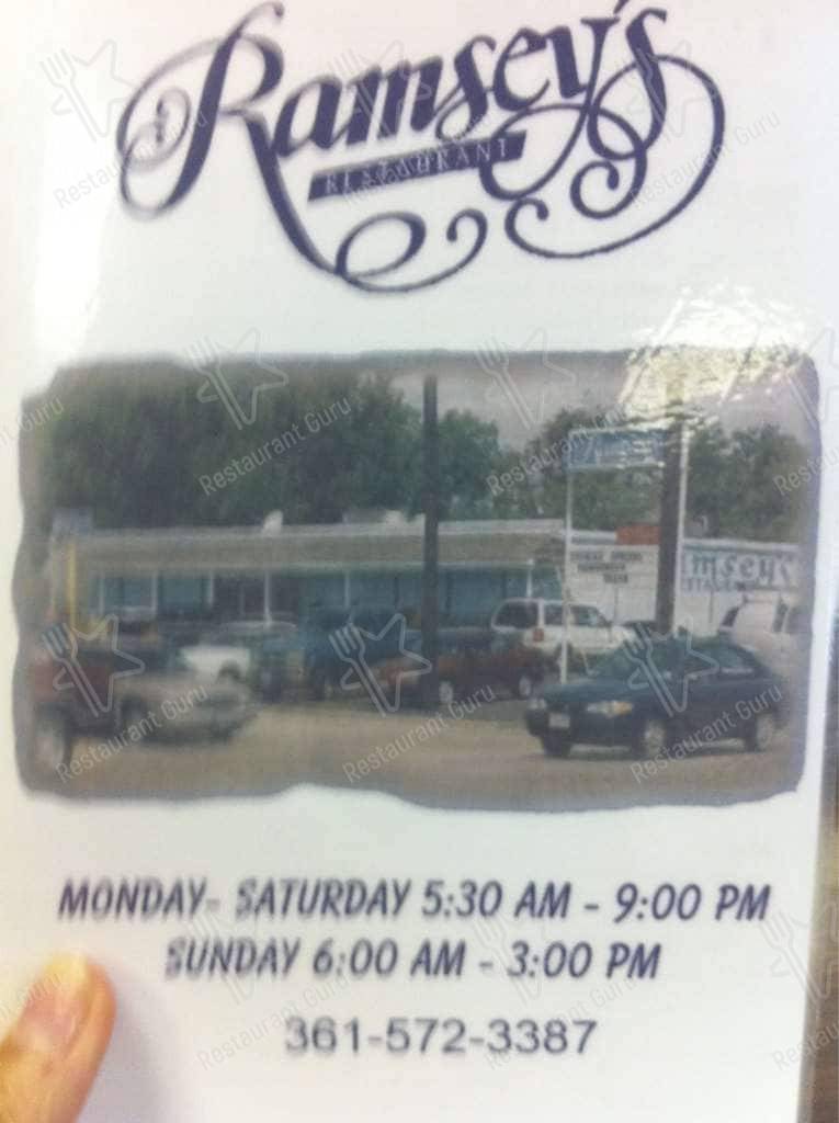 Menu at Ramsey's Victoria restaurant, Victoria, N Navarro St