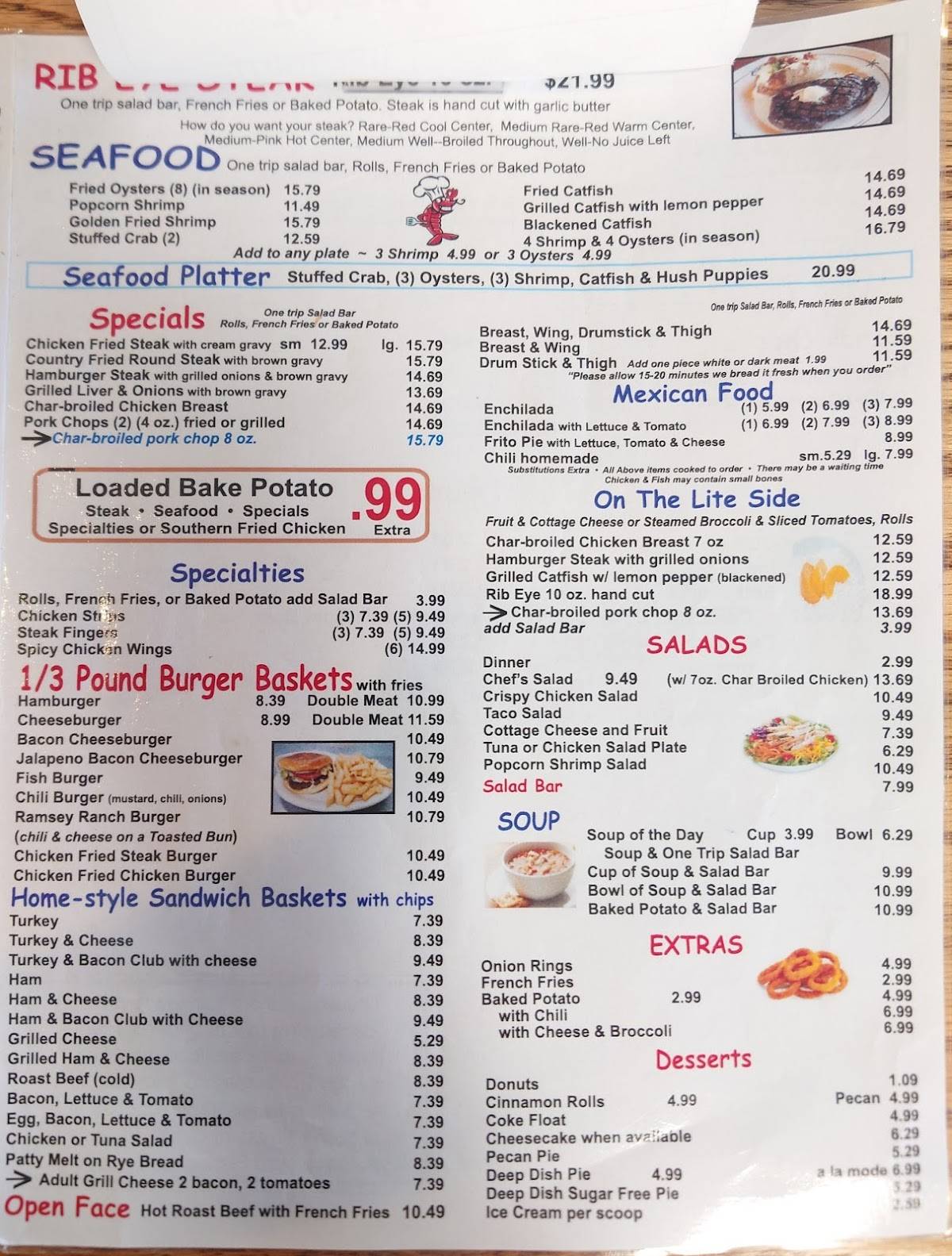 Menu at Ramsey's Victoria restaurant, Victoria, N Navarro St