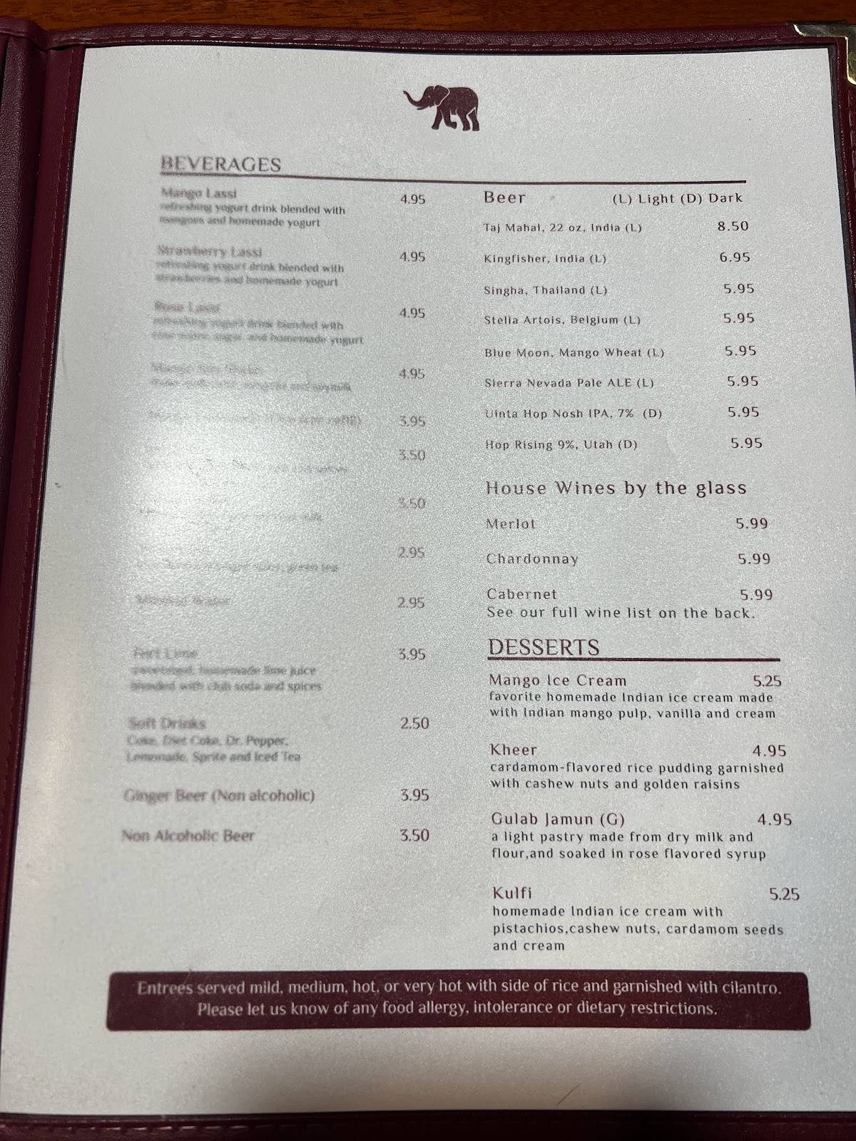 Menu at Red Fort Cuisine of India restaurant, Layton