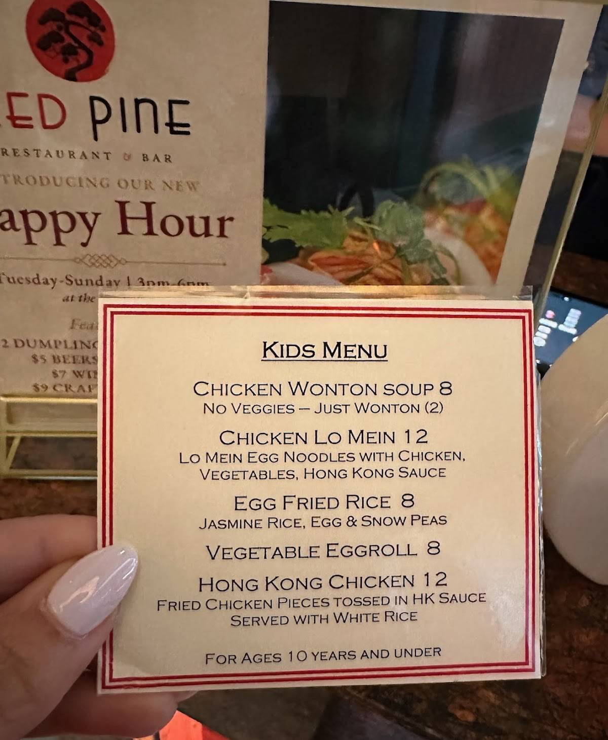Menu at Red Pine Restaurant & Bar, Boca Raton