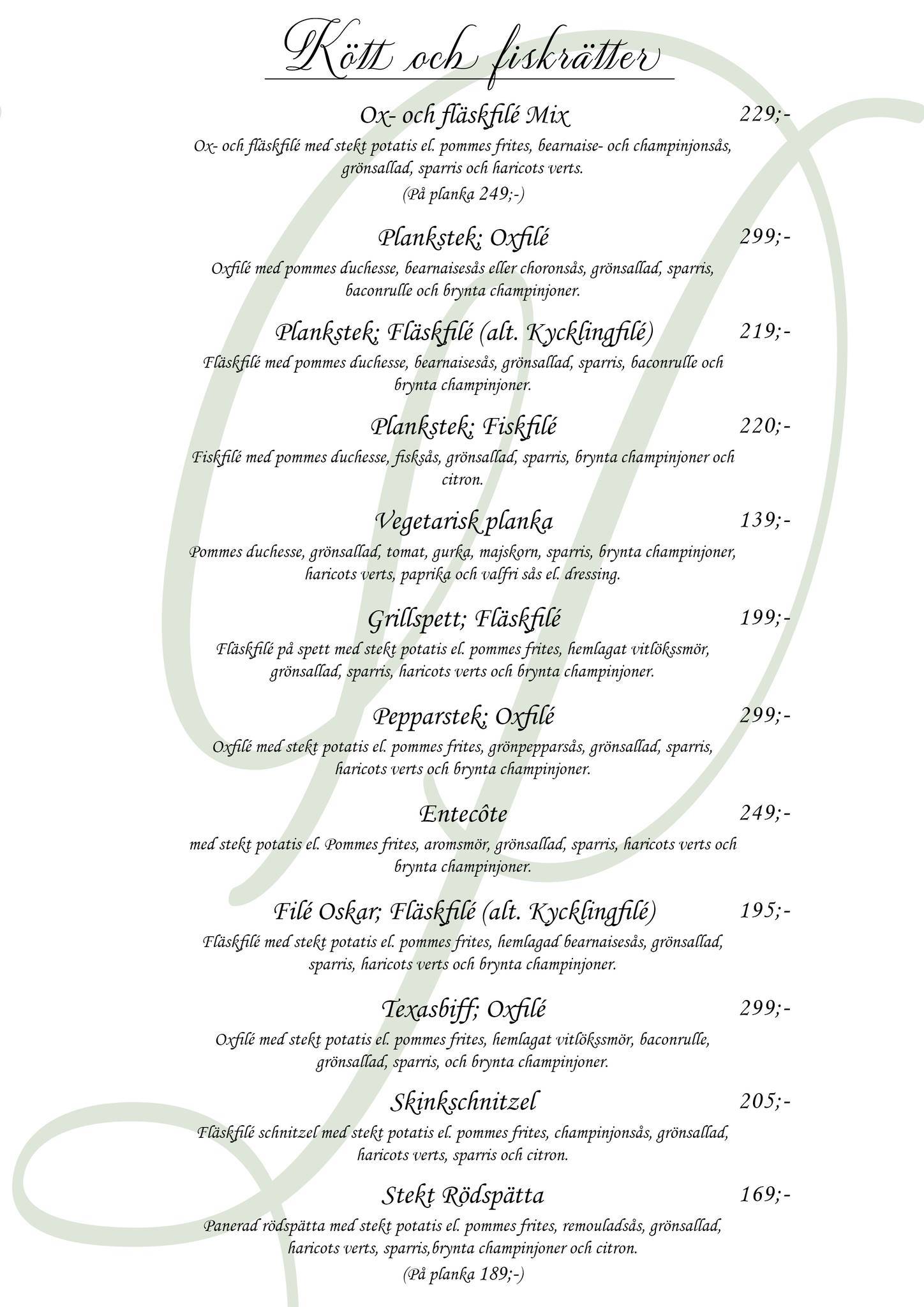 Menu at Restaurang & Pizzeria Pepelino, Ängelholm