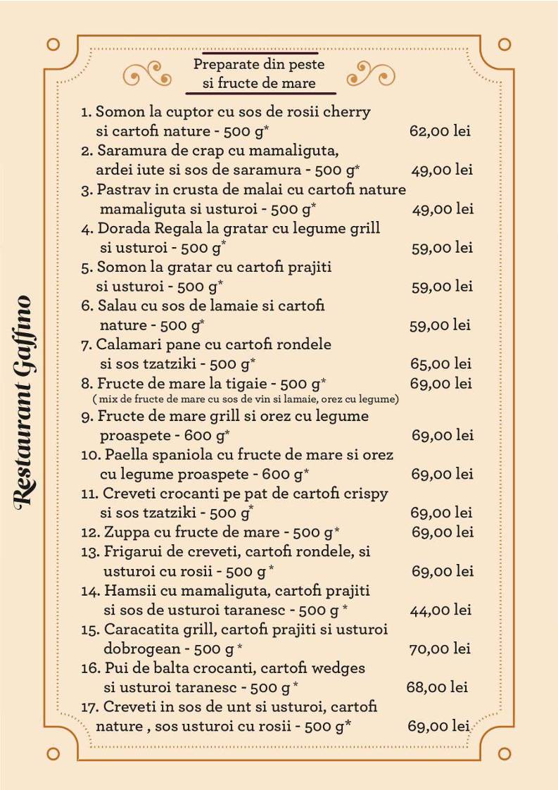 Menu at Restaurant Gaffino Galati, Galați