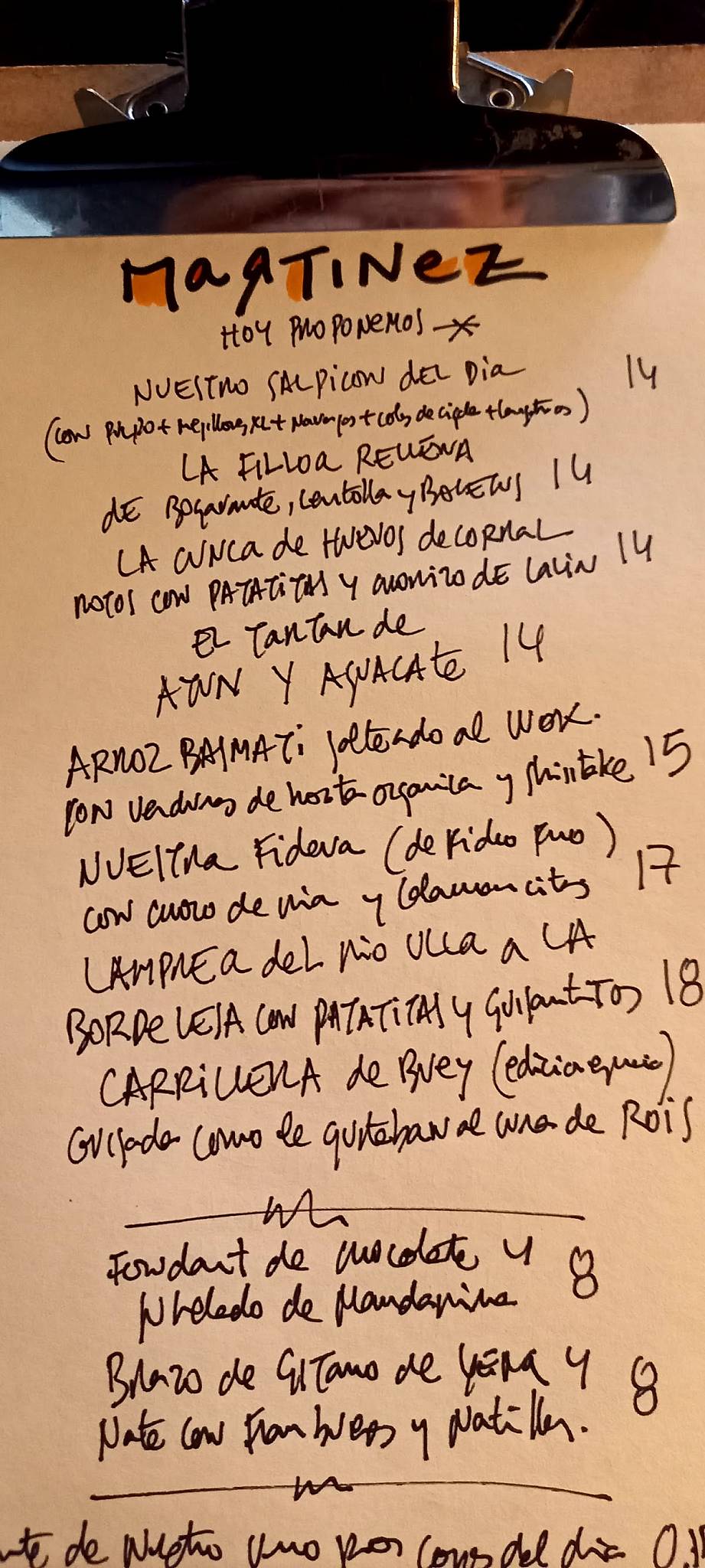 Menu at Restaurante A Casa Dos Martínez, Padrón