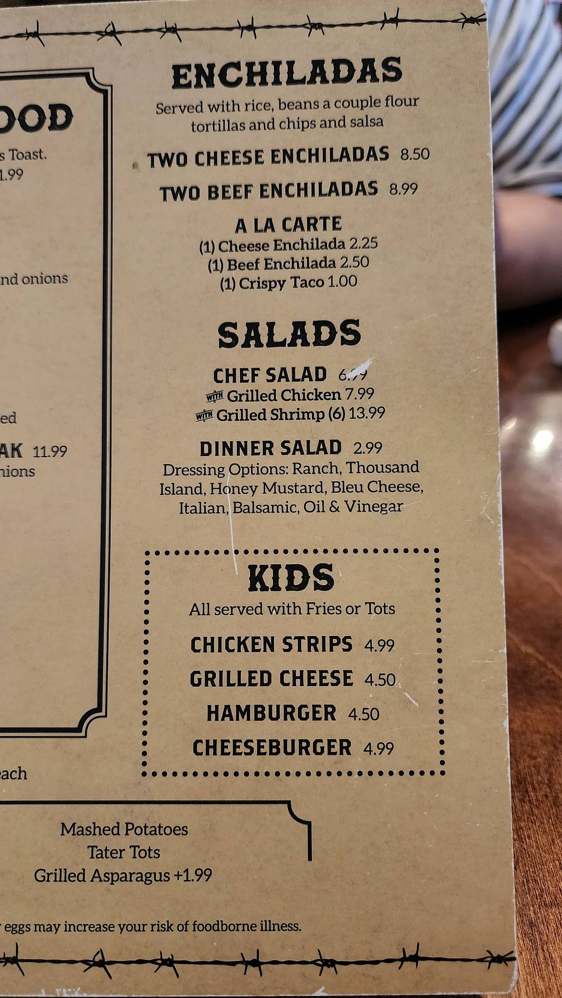 Menu at Richter's Antler Cafe, Spring Branch