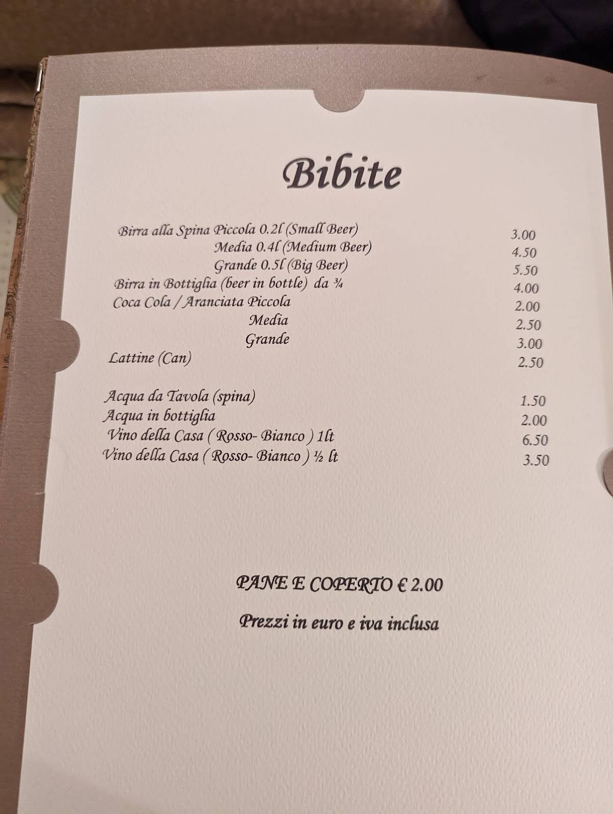 Menu at Ristorante Ai Tre Archi, Macenano