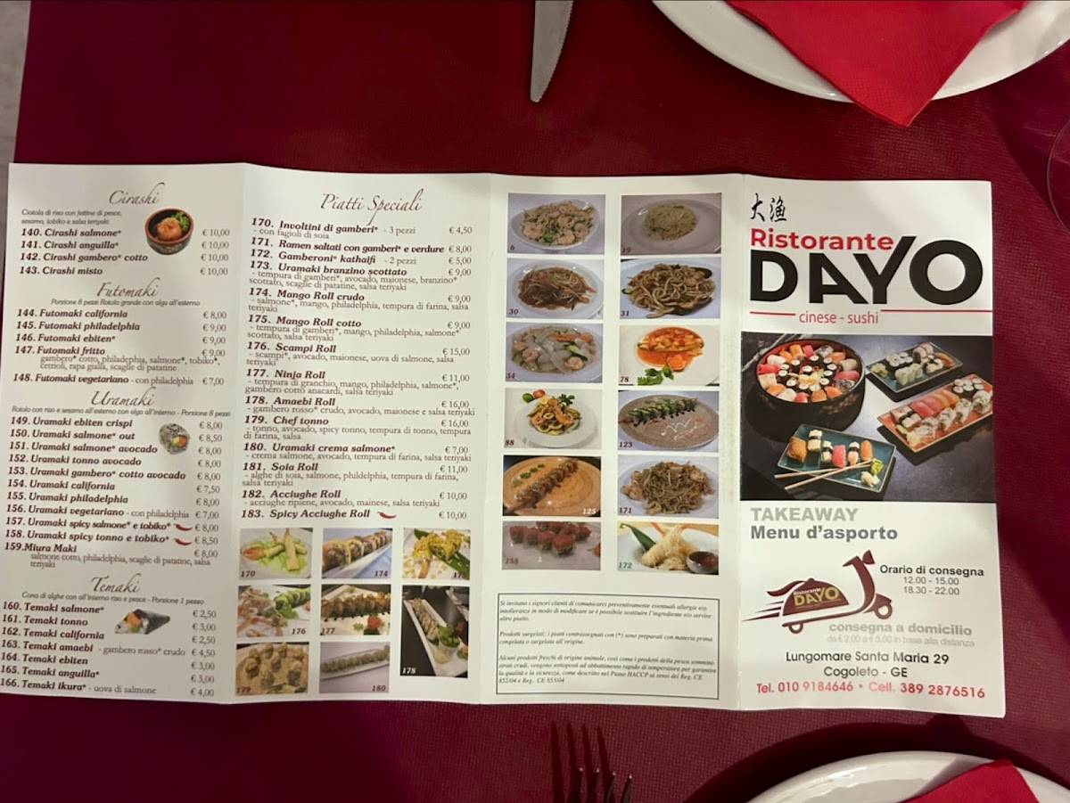 Speisekarte von Ristorante Dayo, Cogoleto