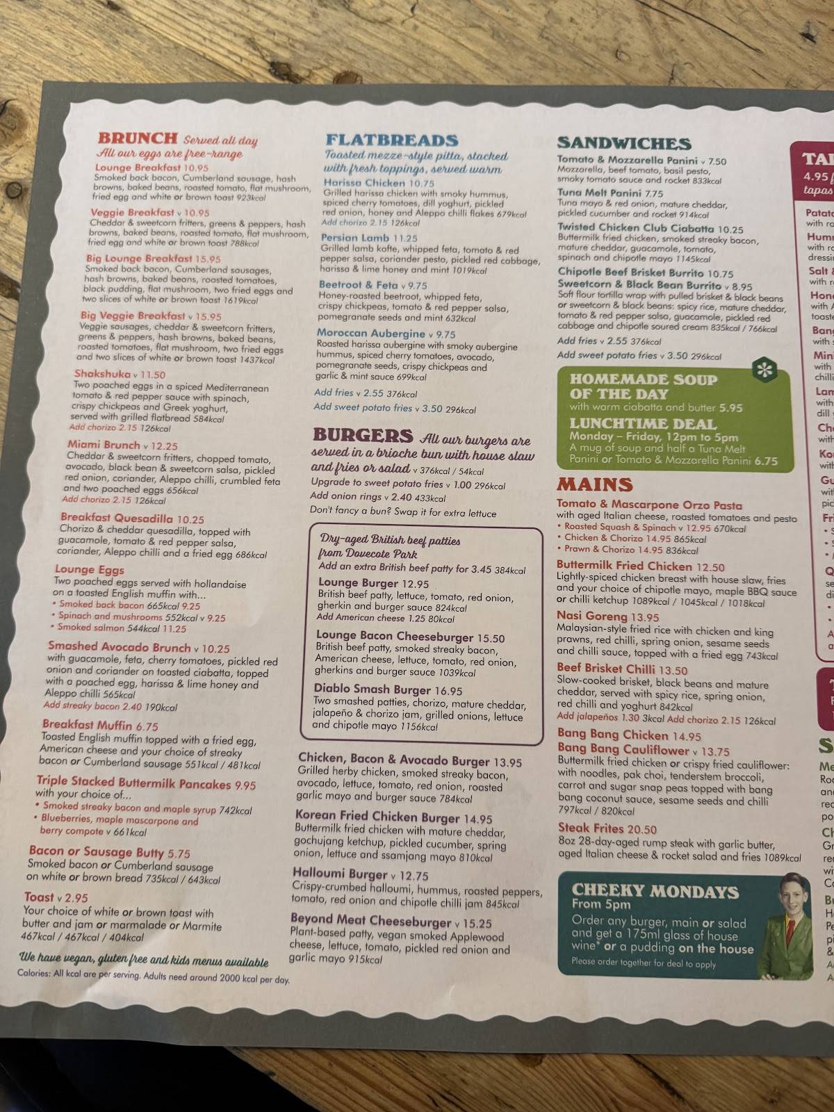 Menu at Rococo Lounge restaurant, Aylesbury