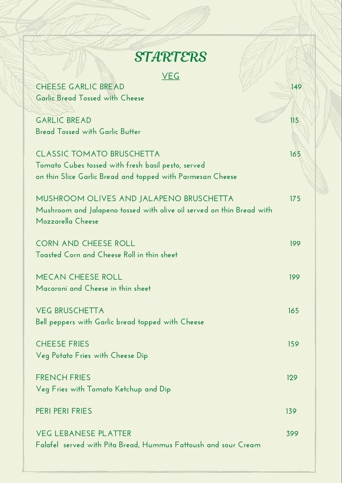 Menu at Romanian Affair, Faridabad