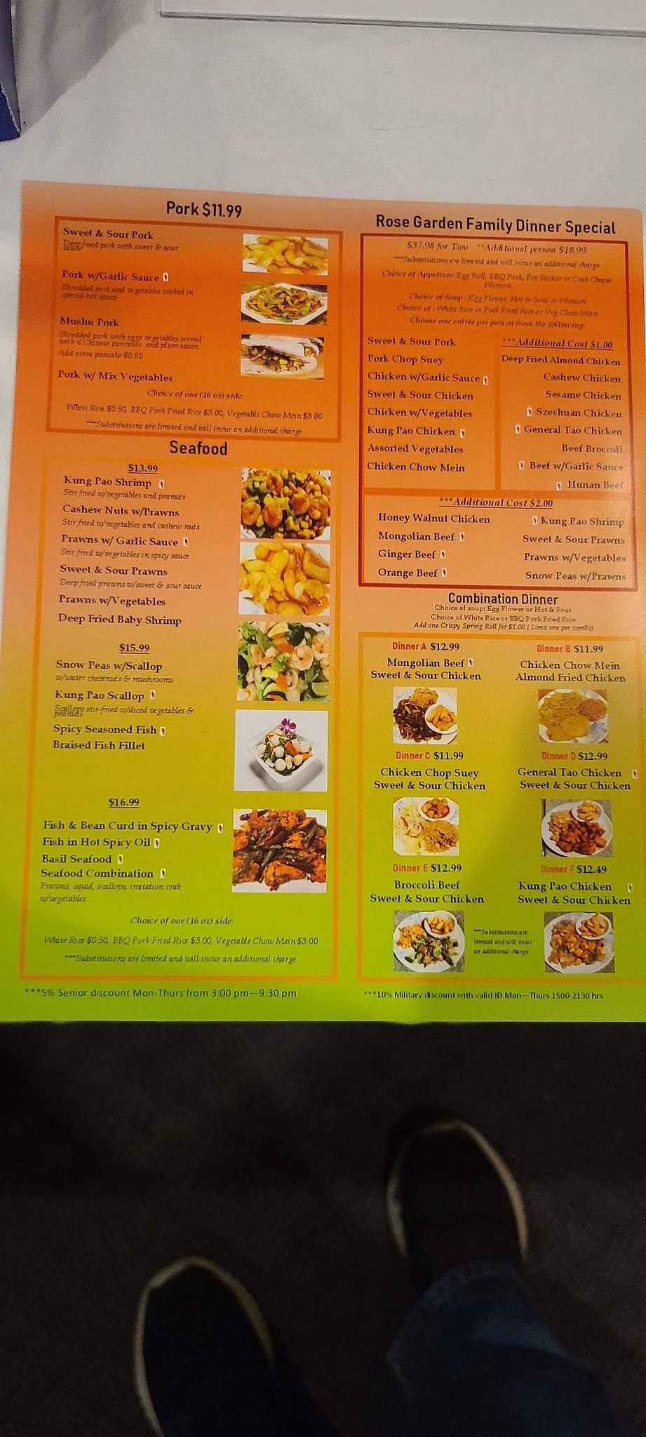 Menu at Rose Garden Chinese Restaurant, Puyallup