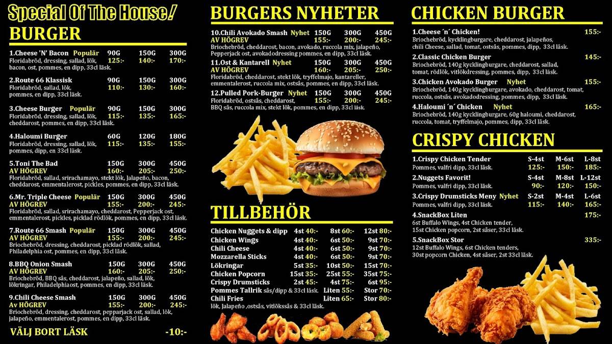 Carta del restaurante Route 66 Grill & pizza Bankeryd, Bankeryd