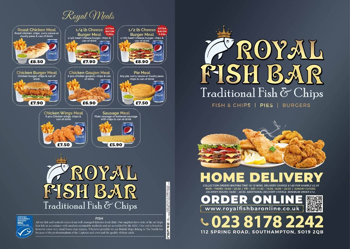 Menu at Royal Fish Bar, Southampton