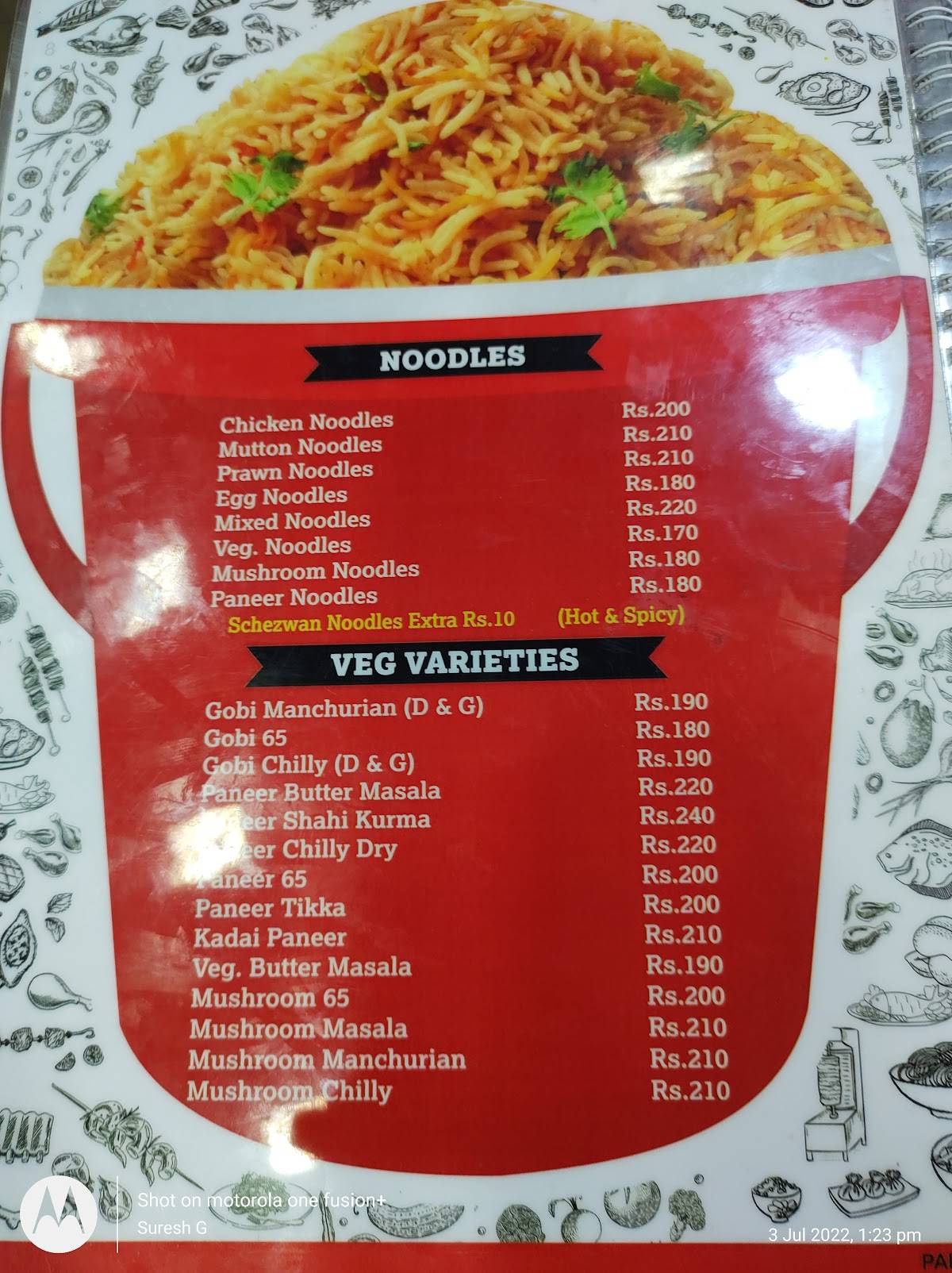 Menu at SS Hyderabad Biryani Parrys, Chennai