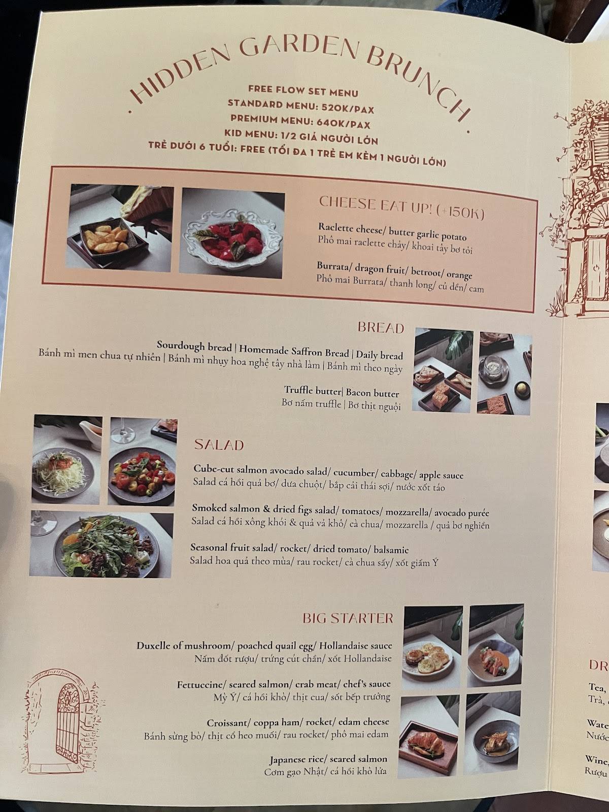 Menu at Salmonoid restaurant, Hanoi