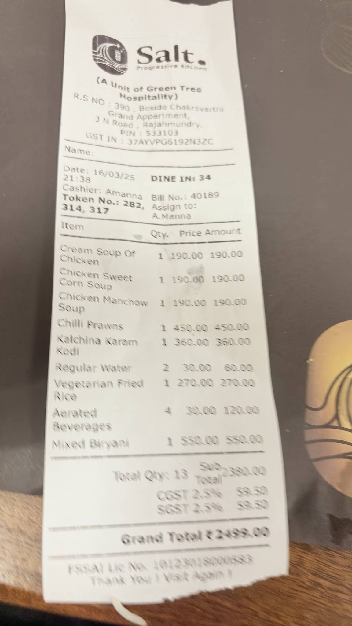 Menu at Salt - Progressive Kitchen, Rajahmundry
