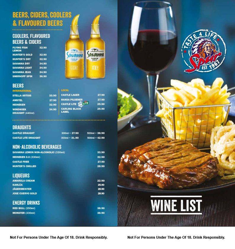 Menu at Santa Catalina Spur restaurant, Ladysmith