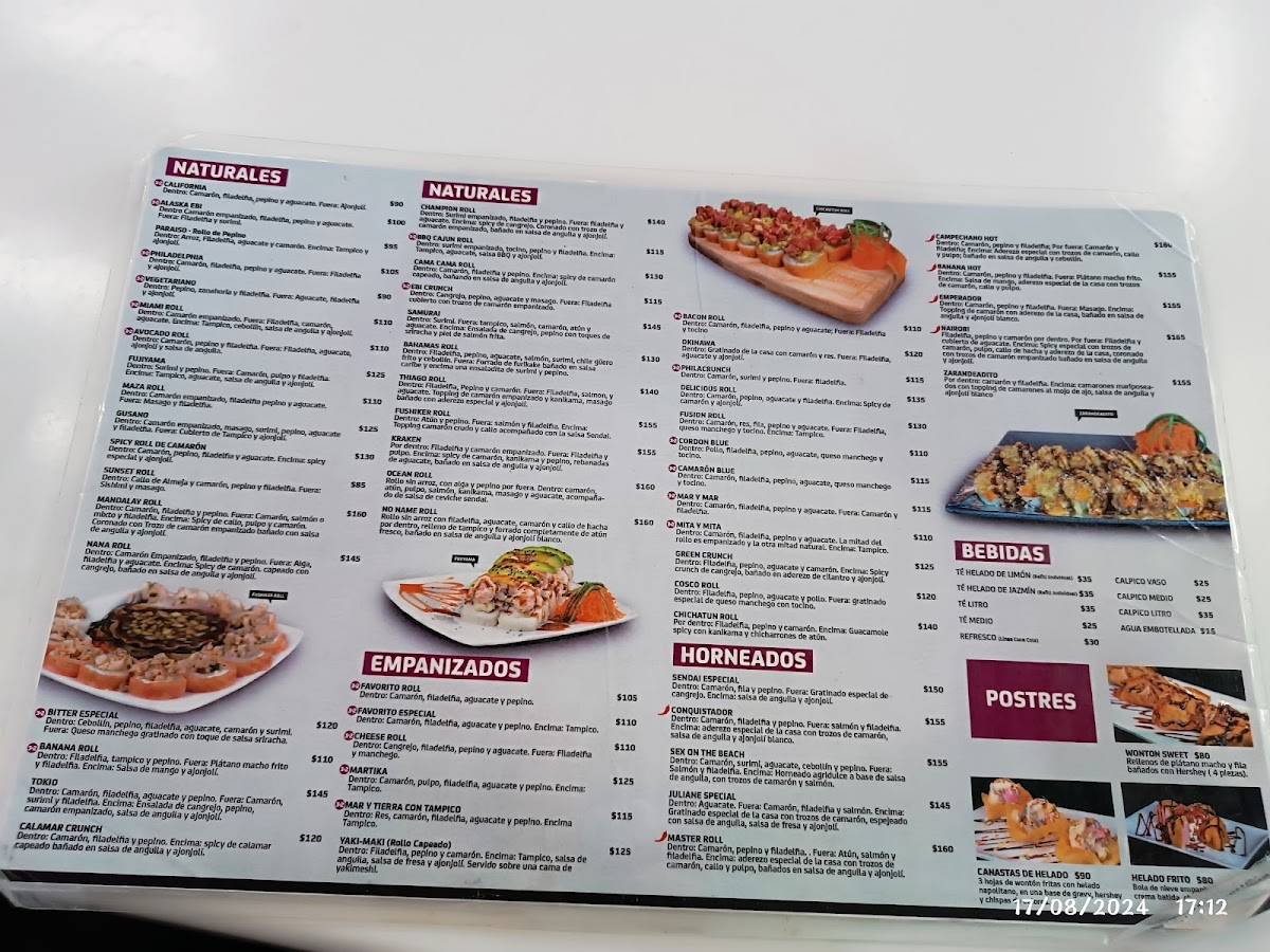 Carta del restaurante Sendai Sushi - Gran Plaza, Mazatlán, Avenida ...