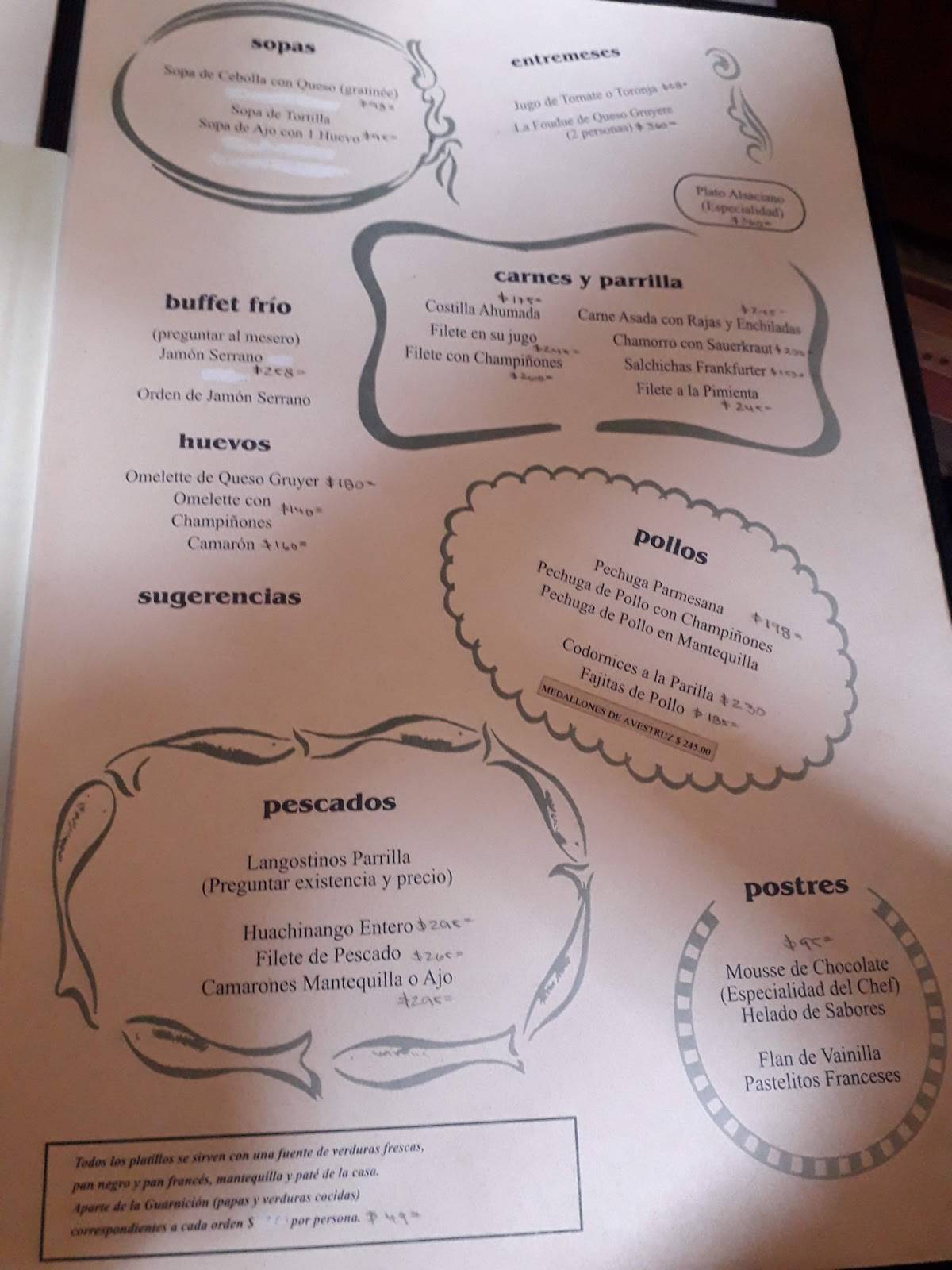 Carta de Sep's Restaurantes, Ciudad de México, Av Michoacán 81