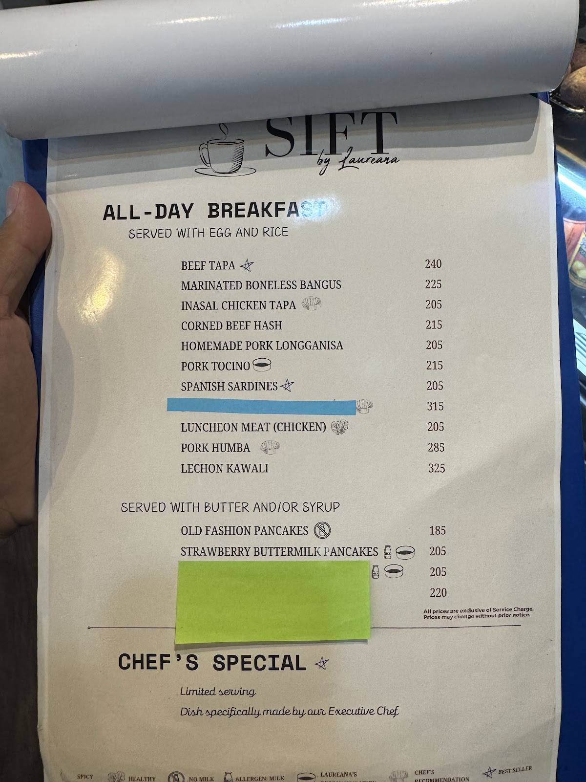 Menu at Sift Laureana Cafe Mckinley, Taguig
