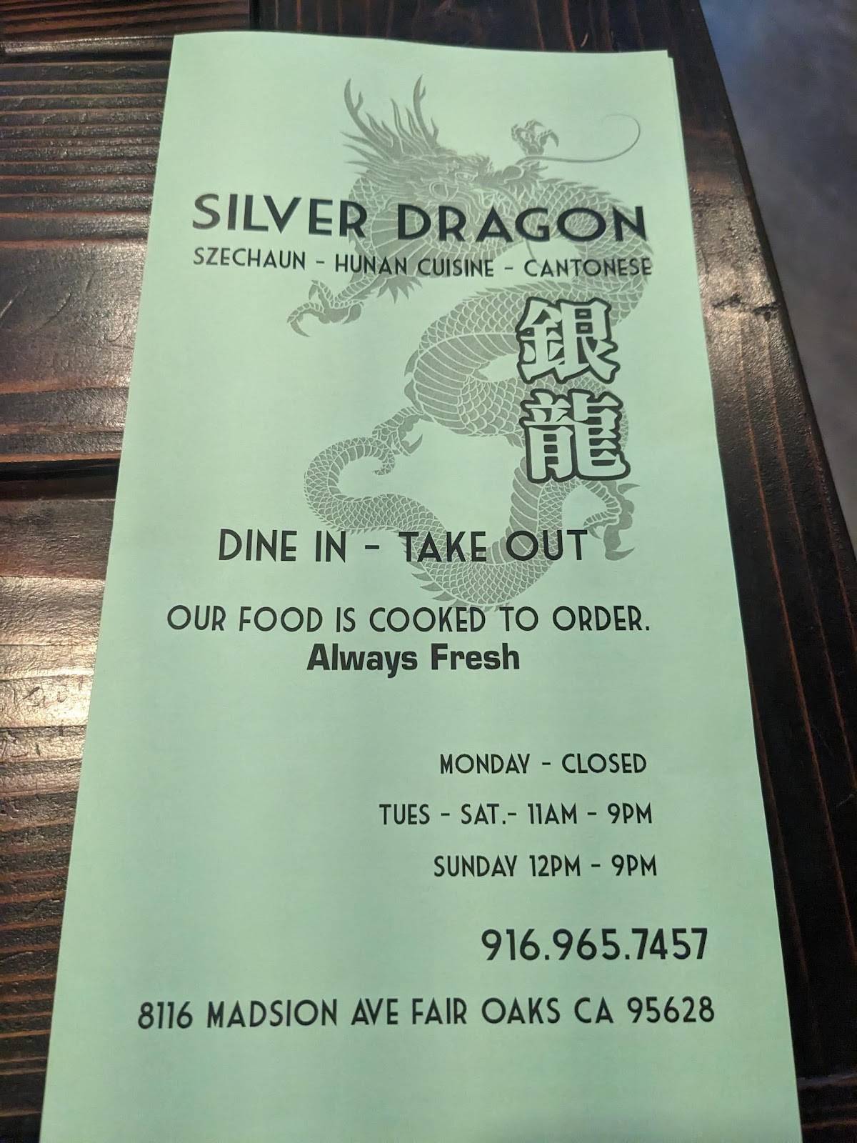 Menu at Silver Dragon Restaurant, Fair Oaks, Madison Ave