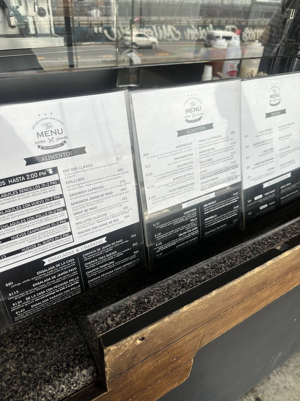 Carta del restaurante Skyline Coffee, Ciudad del México