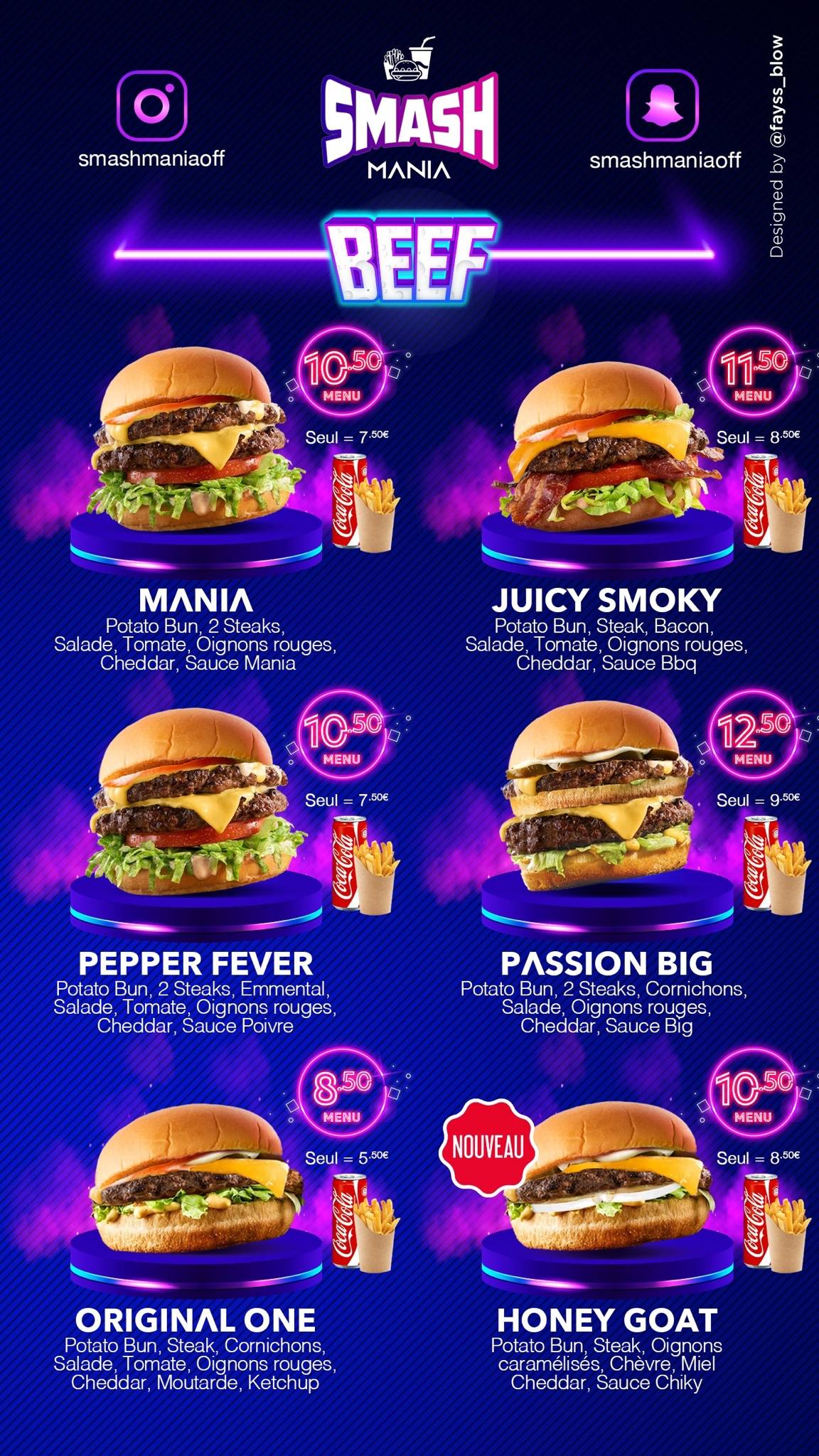 Menu at Smash Mania Nanterre restaurant, Nanterre