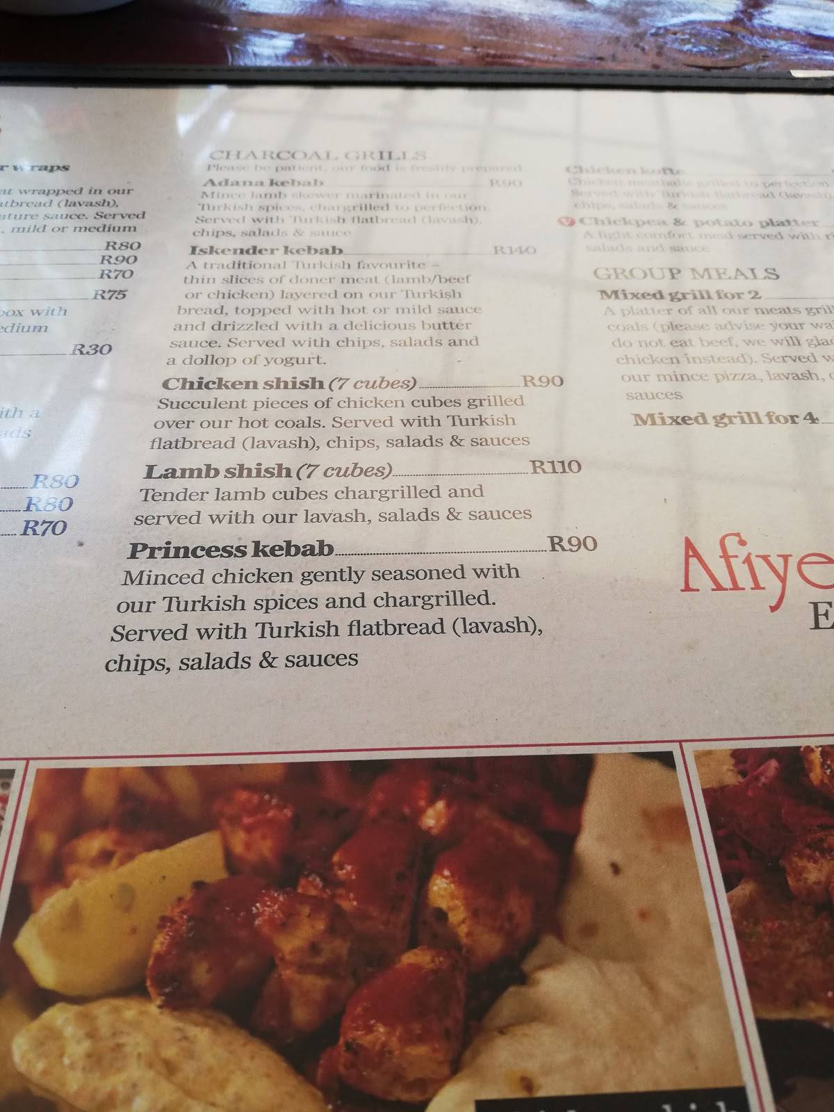 Menu at Sofra Istanbul Florida restaurant, Durban, 245 Florida Rd