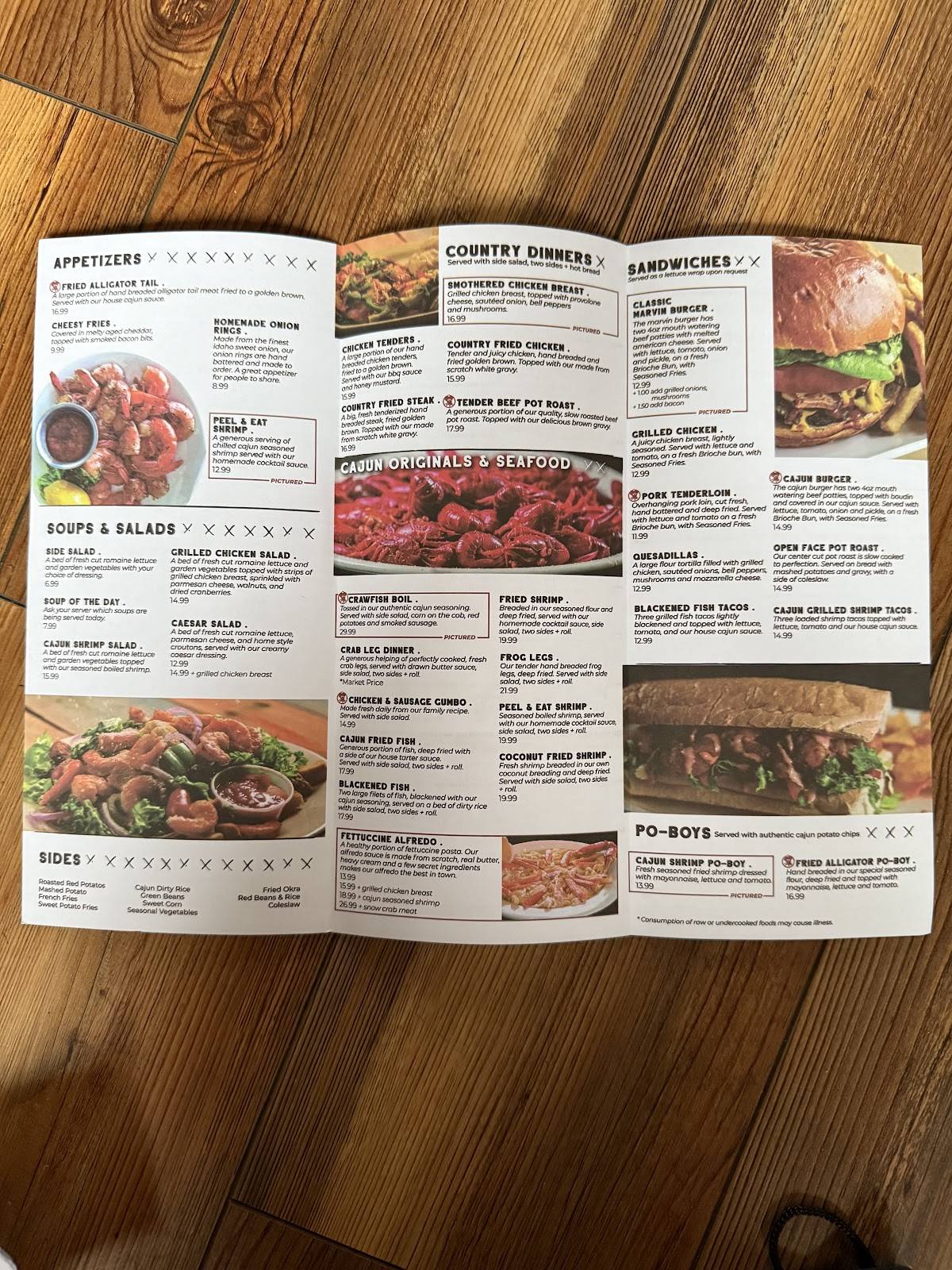 Menu at Starvin' Marvin's restaurant, Branson, W 76 Country Blvd