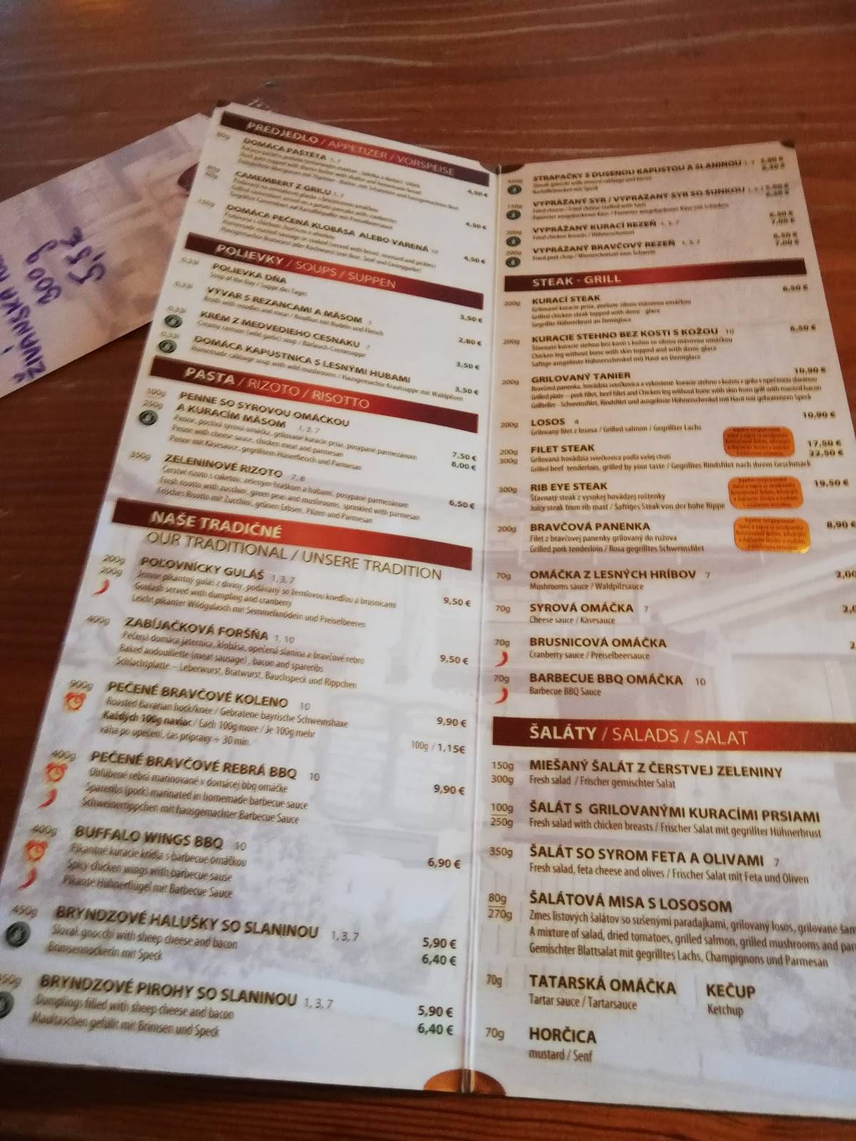 Speisekarte von Stodola Donovaly restaurant, Donovaly
