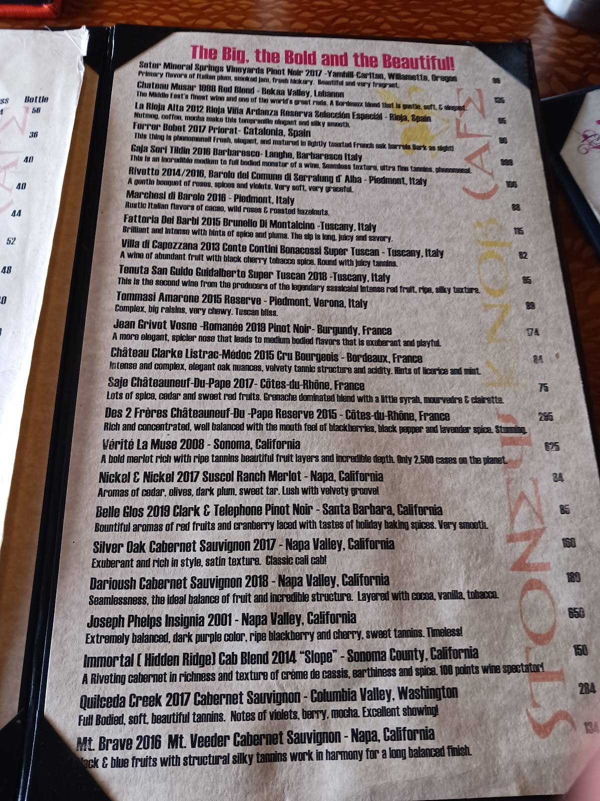 Menu at Stoney Knob Cafe, Weaverville