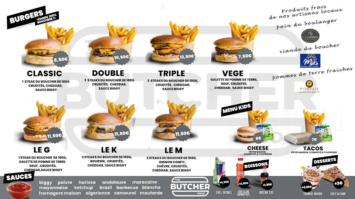 Menu au THE BUTCHER FOOD restaurant, Montoir-de-Bretagne