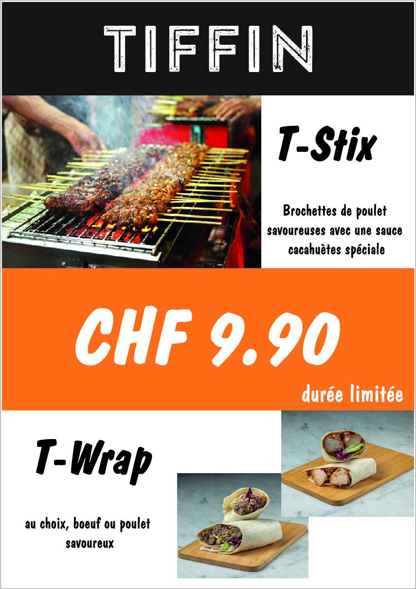 Menu at TIFFIN, Geneva