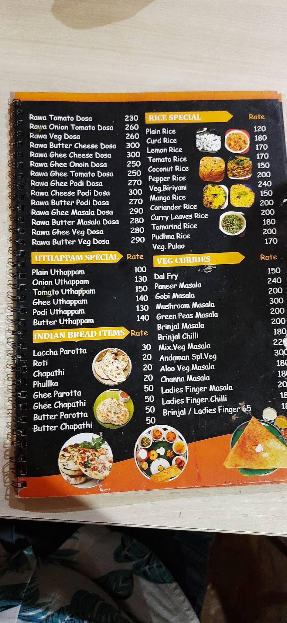 Menu at Tamil Nadu Restaurant, India, Swaraj dweep