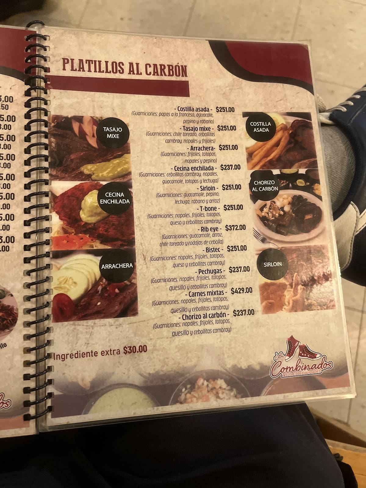 Carta del restaurante Taquería Los Combinados, Oaxaca, Emilio Carranza 606