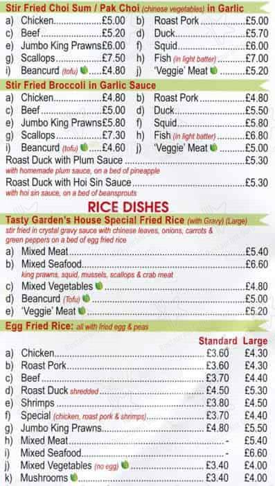 Menu at Tasty Garden restaurant, Harrow, 316 Preston Rd