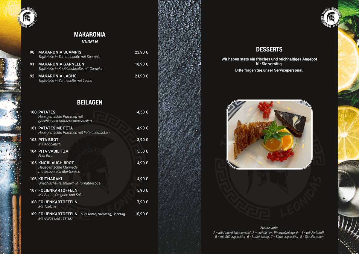 Speisekarte von Taverna Leonidas restaurant, Michelstadt