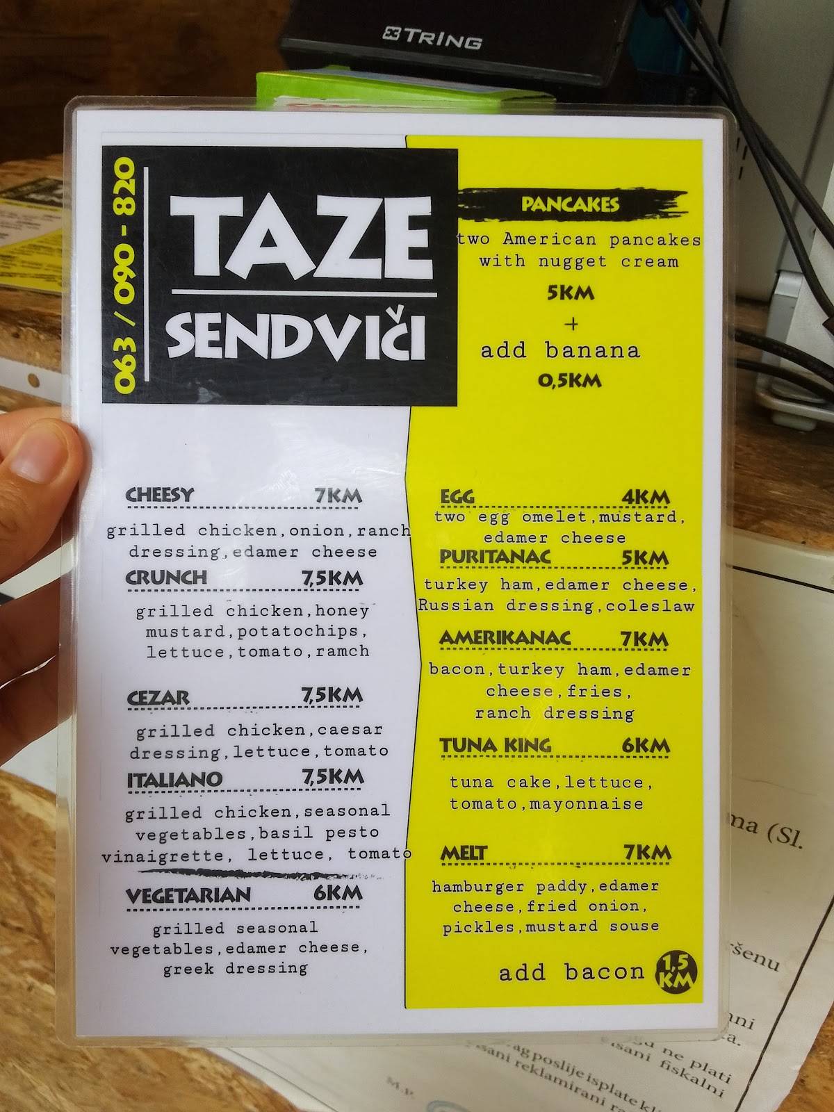Menu at Taze d.o.o (Mostar) restaurant, Mostar