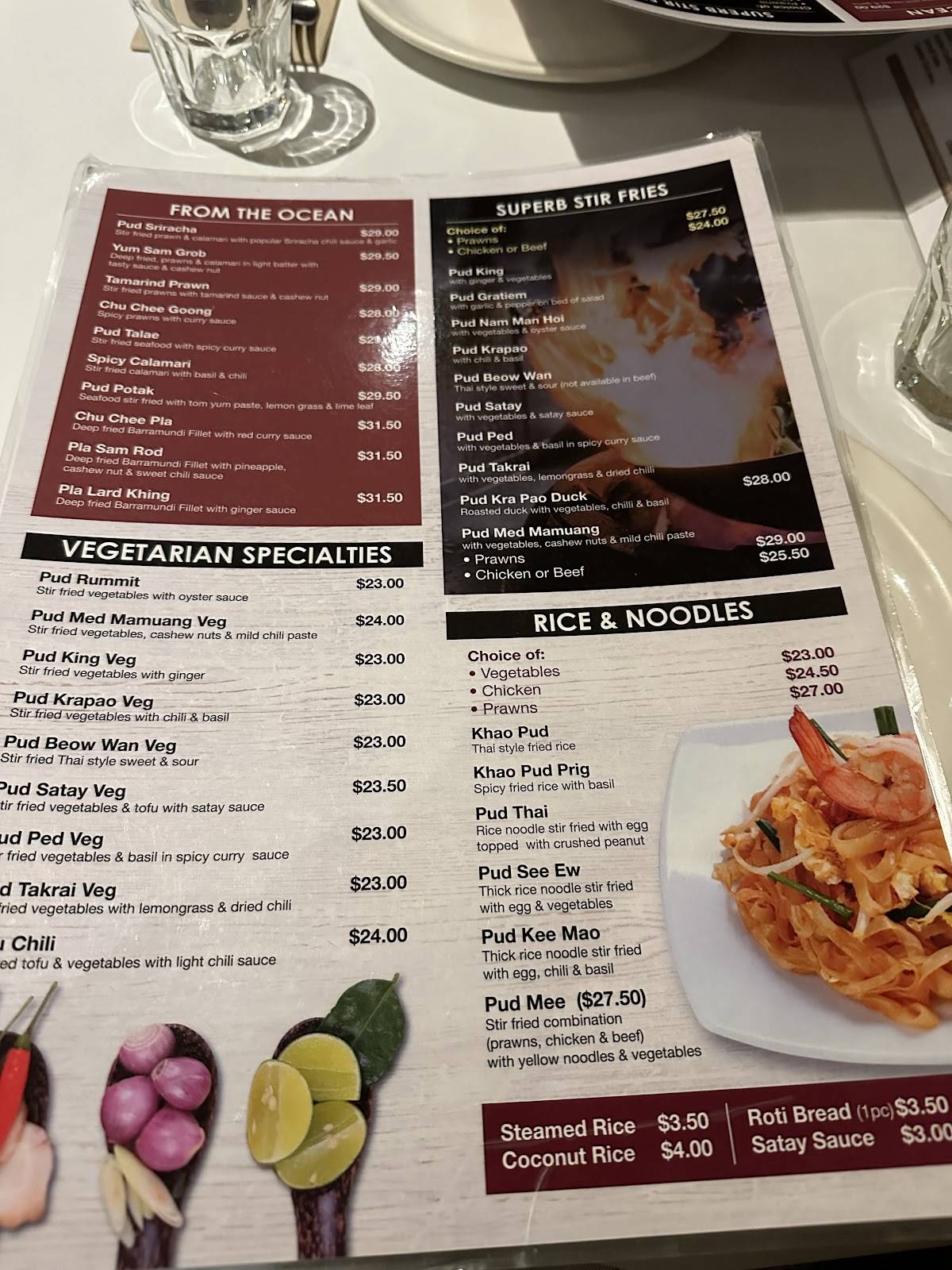 Menu at Thai Tables restaurant, Bayswater