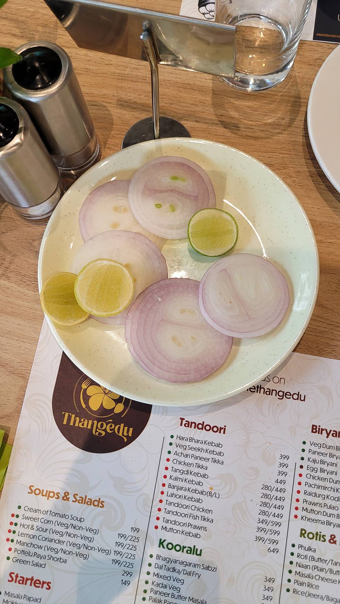 Menu at Thangedu, Rai Durg