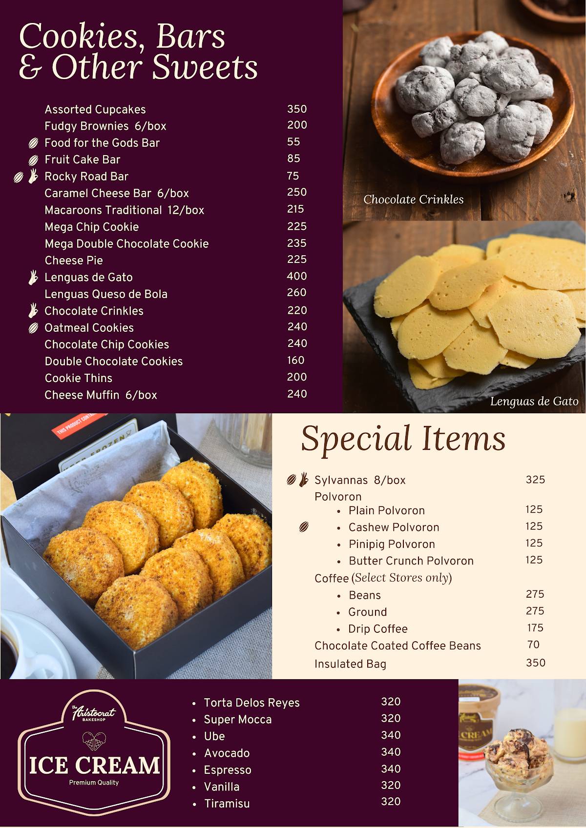 Menu at The Aristocrat Bakeshop - Roxas Blvd, Manila restaurant, Manila ...