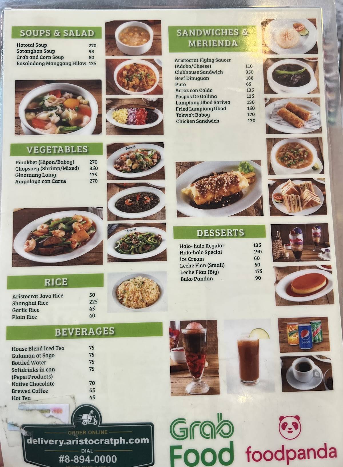 Menu at The Aristocrat Restaurant - Jupiter, Makati, Makati, 146 Jupiter