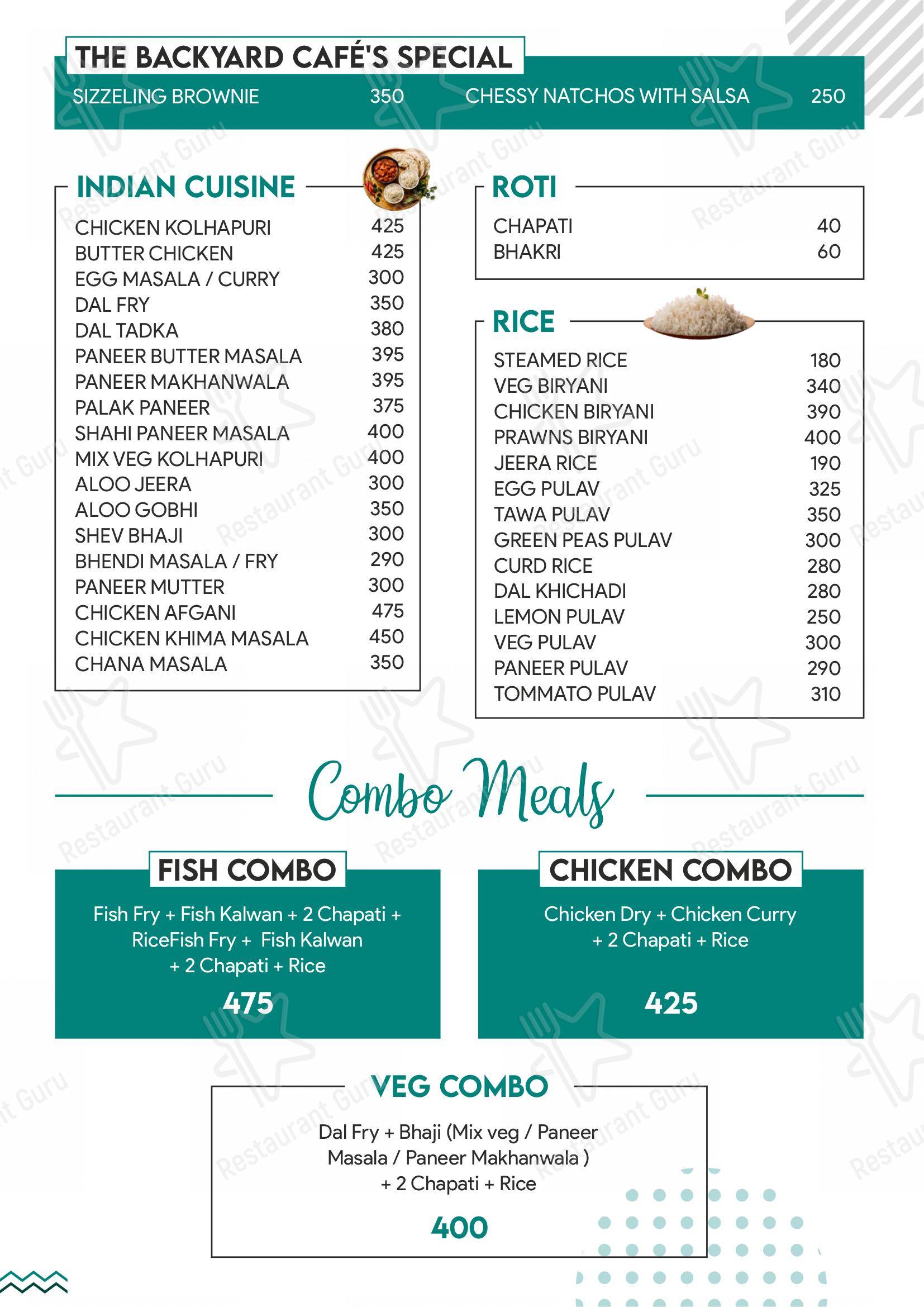 Menu at The Backyard Café - Alibaug, Alibag