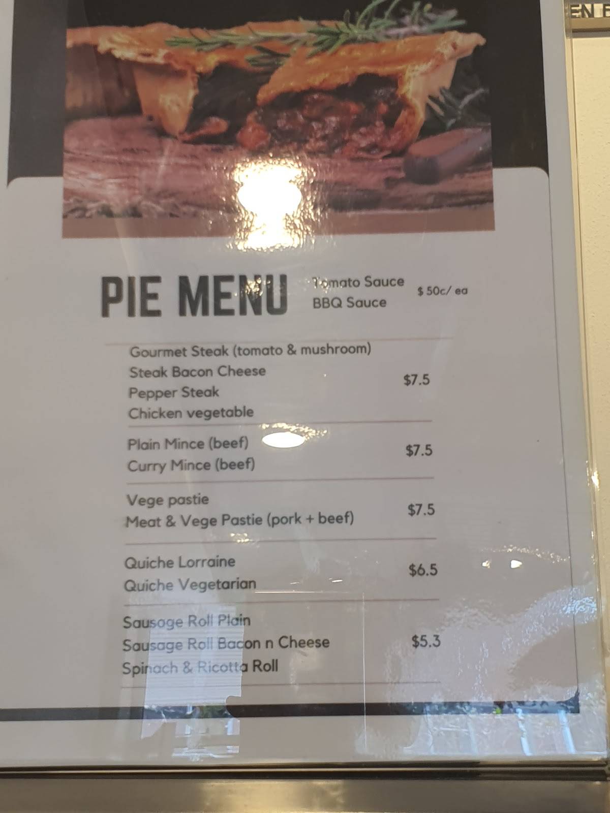 Menu at The Baking Corner restaurant, Victoria Park
