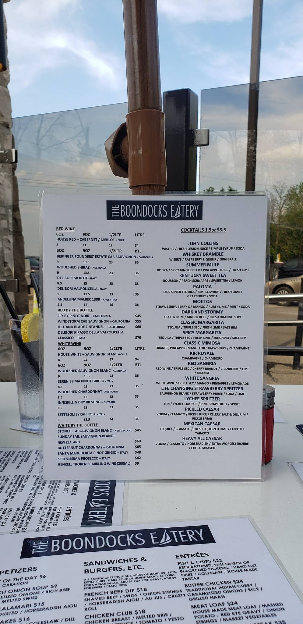 Menu at The Boondocks Eatery restaurant, Georgina