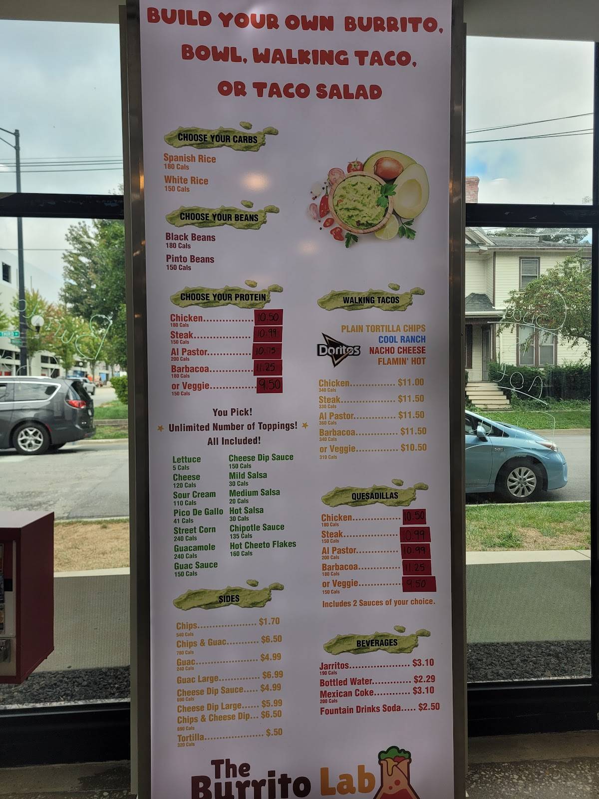 Menu at The Burrito Lab restaurant, Champaign