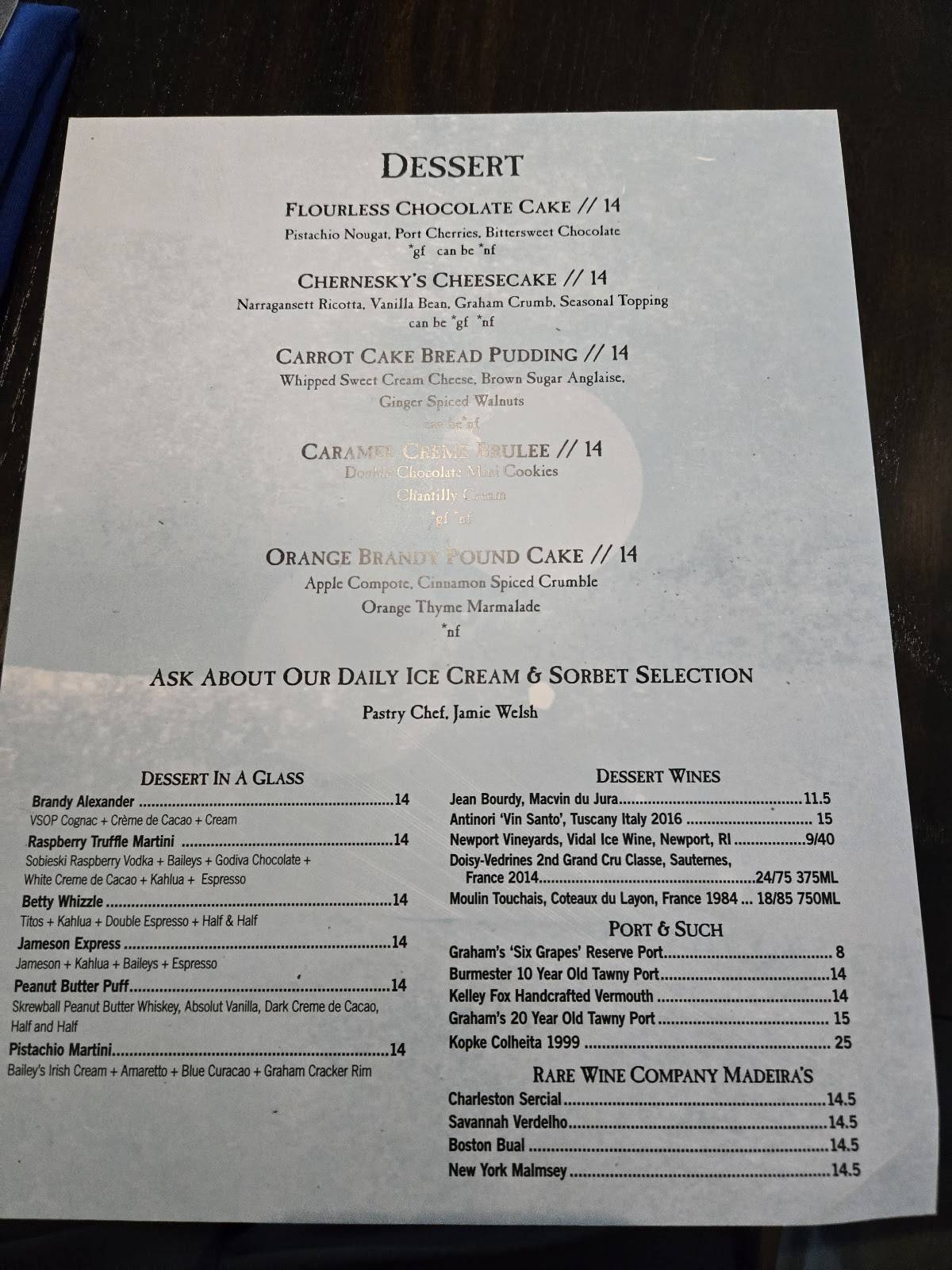 Menu at The Coast Guard House Restaurant, Narragansett