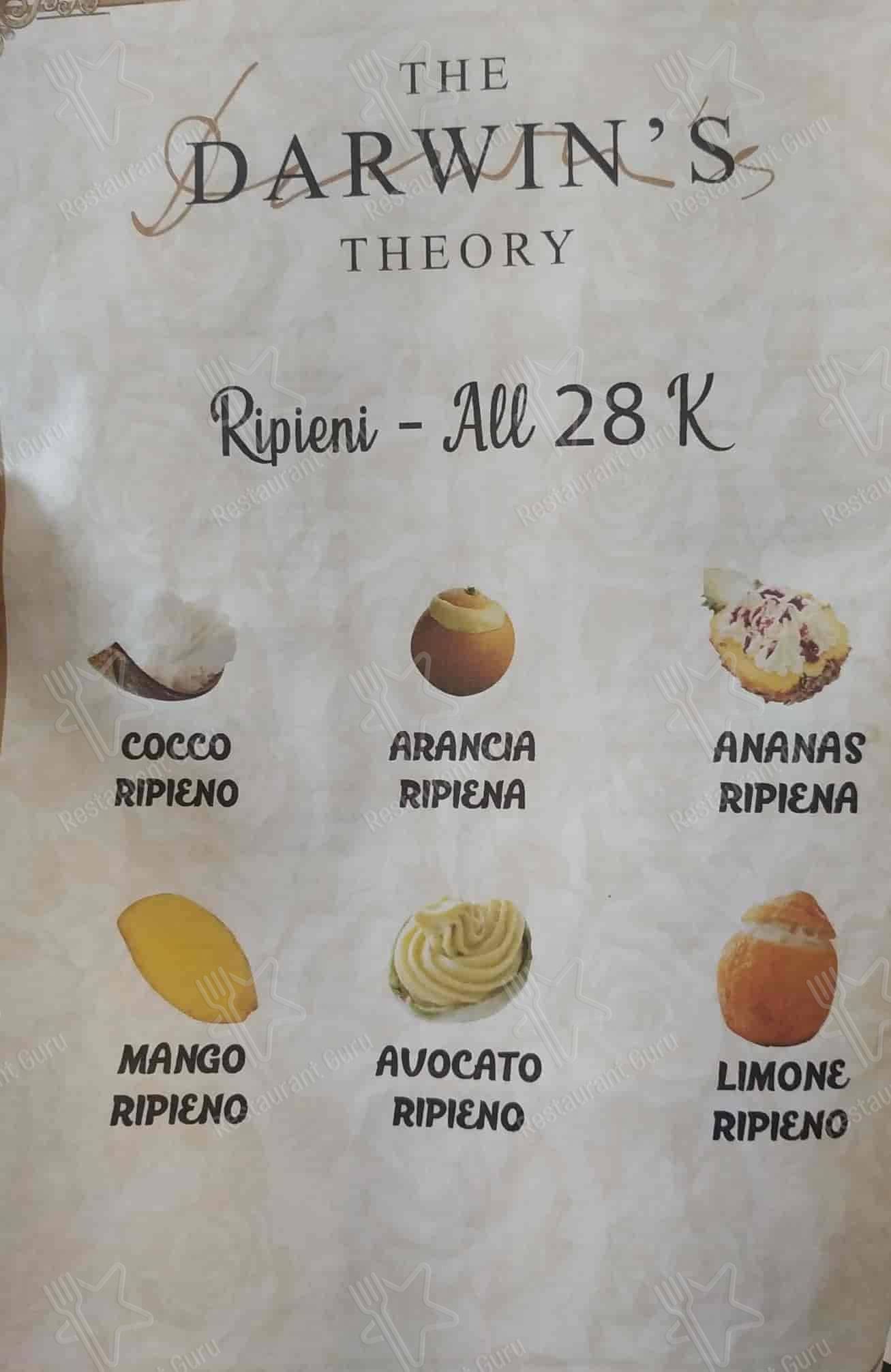 Menu at The Darwin's Theory Bistro & Lounge cafe, North Jakarta