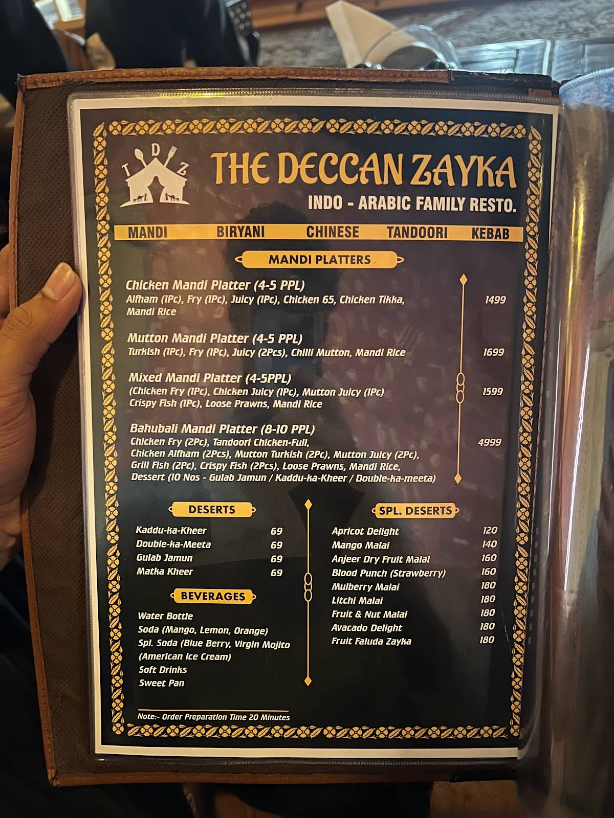 Menu at The Deccan Zayka, Indo Arabic Resto (Best Mandi, Best Biryani ...
